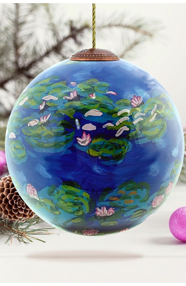 OVERSTOCK ART "Water Lilies" Claude Monet Hand Painted Glass Ornament ...