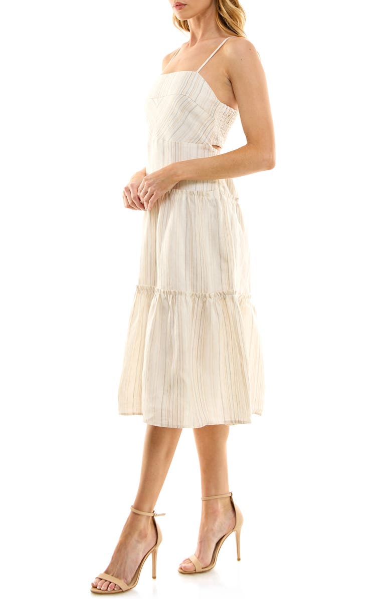 Socialite Stripe Cutout Tiered Linen Sundress | Nordstromrack