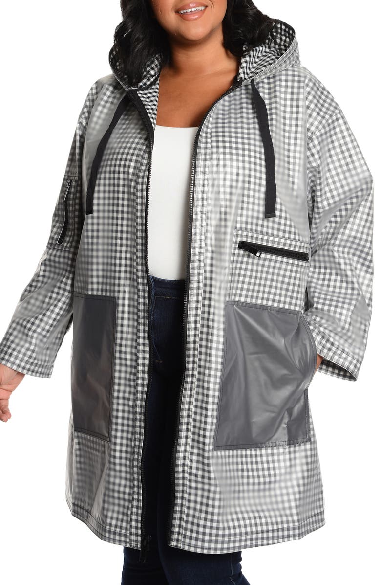 RACHEL Rachel Roy Water Repellent Rubberized Gingham Raincoat ...