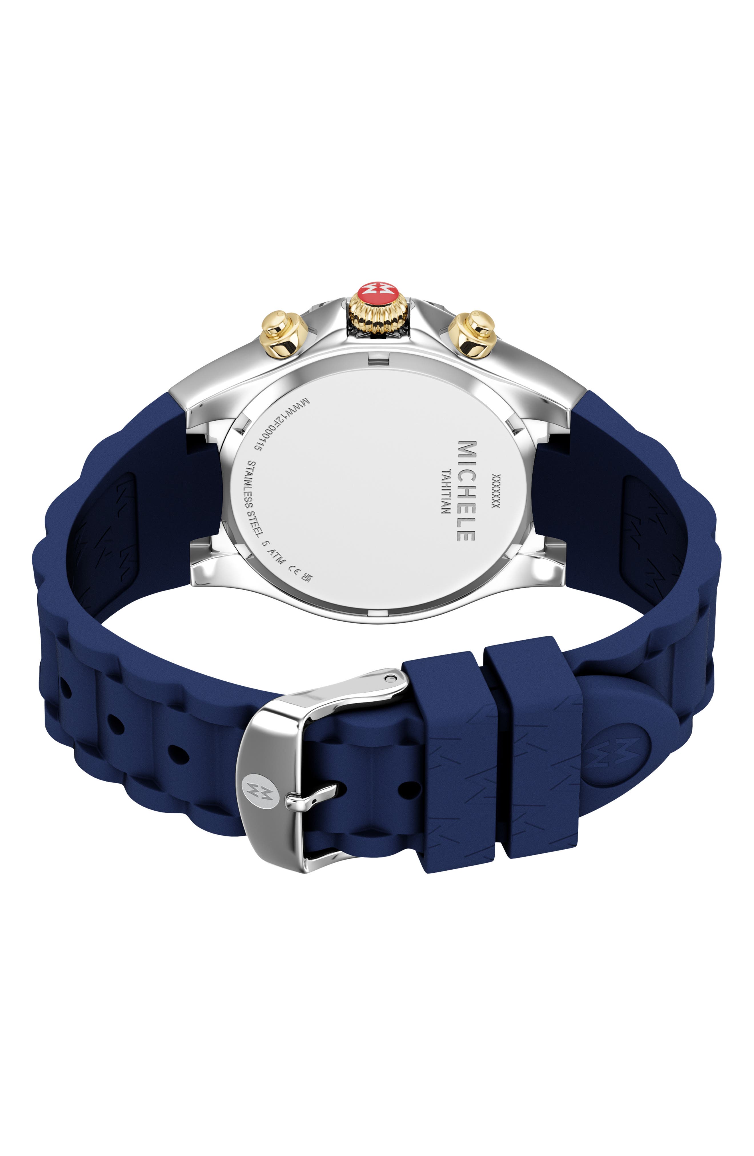 MICHELE Jellybean Two-Tone Silicone Strap Watch, 38mm | Nordstromrack