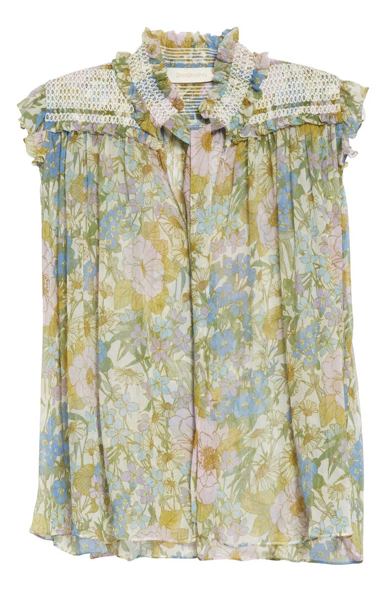 Zimmermann Super Eight Tie Neck Floral Print Silk Tank | Nordstrom