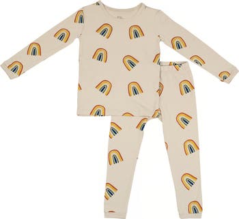 Kyte BABY Kids' Rust Rainbow on Oat Fitted Two-Piece Pajamas ...