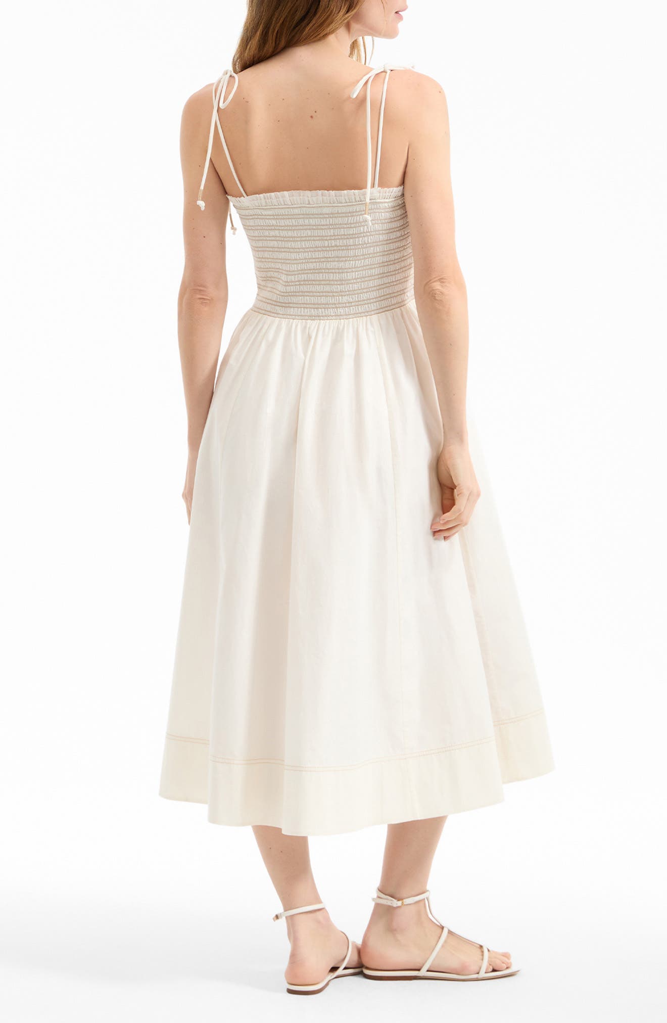 Veronica Beard Kaela Smocked Tie Strap Midi Dress | Nordstromrack