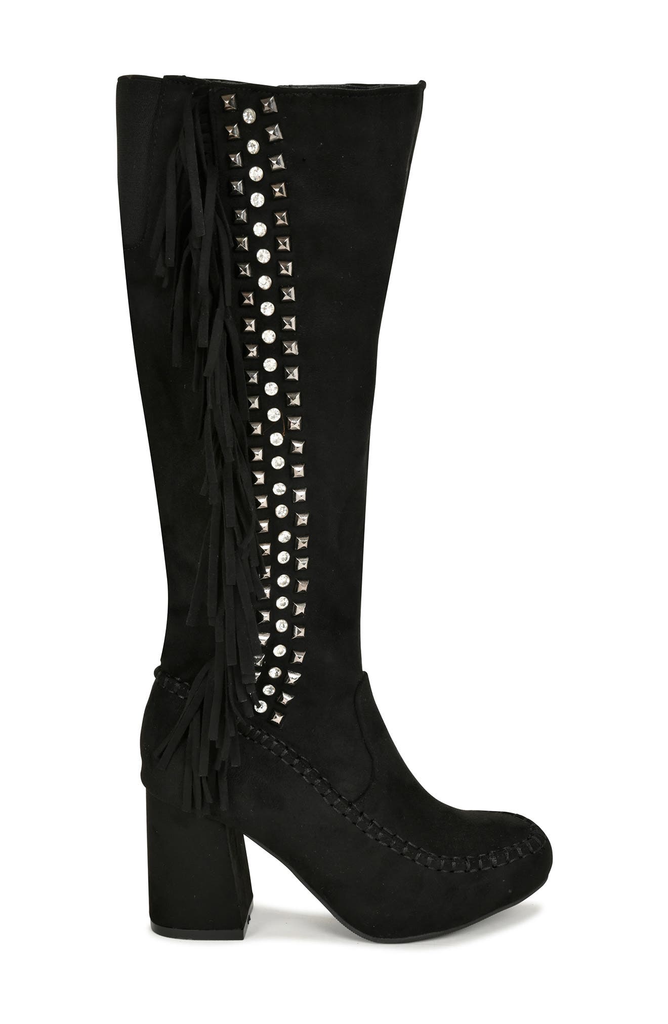 LADY COUTURE East Village Tall Studded Fringe Boot (Women) | Nordstromrack
