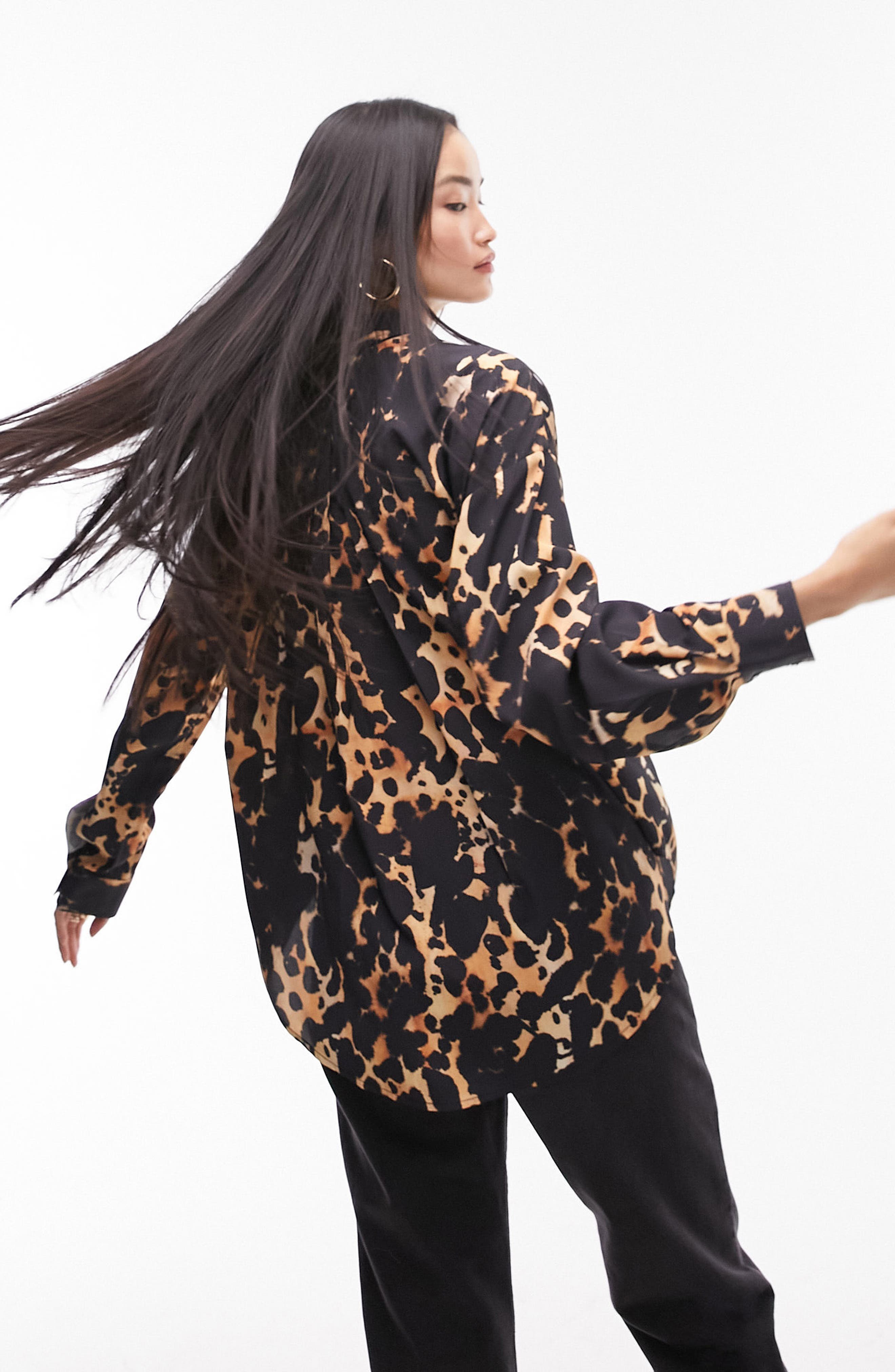 Topshop Oversize Animal Print Button-Up Shirt | Nordstrom
