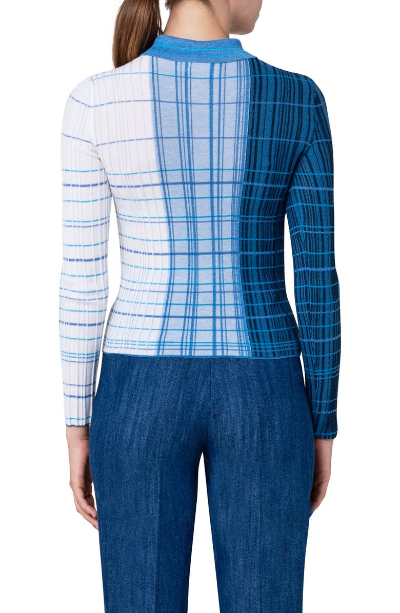 Akris punto Matrix Check Intarsia Zip Polo | Nordstrom
