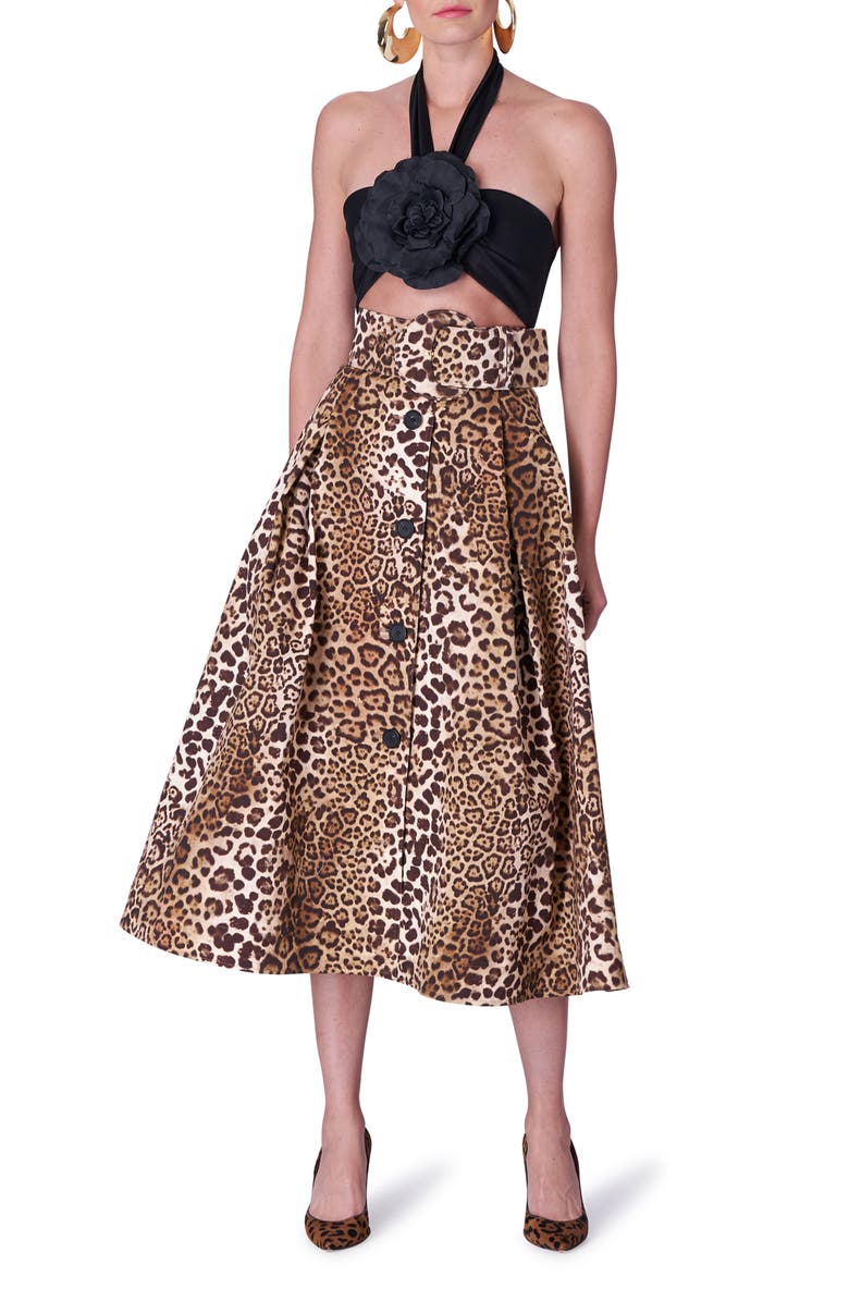 Carolina Herrera Floral Appliqué Halter Neck Cotton Blend Bandeau Top ...