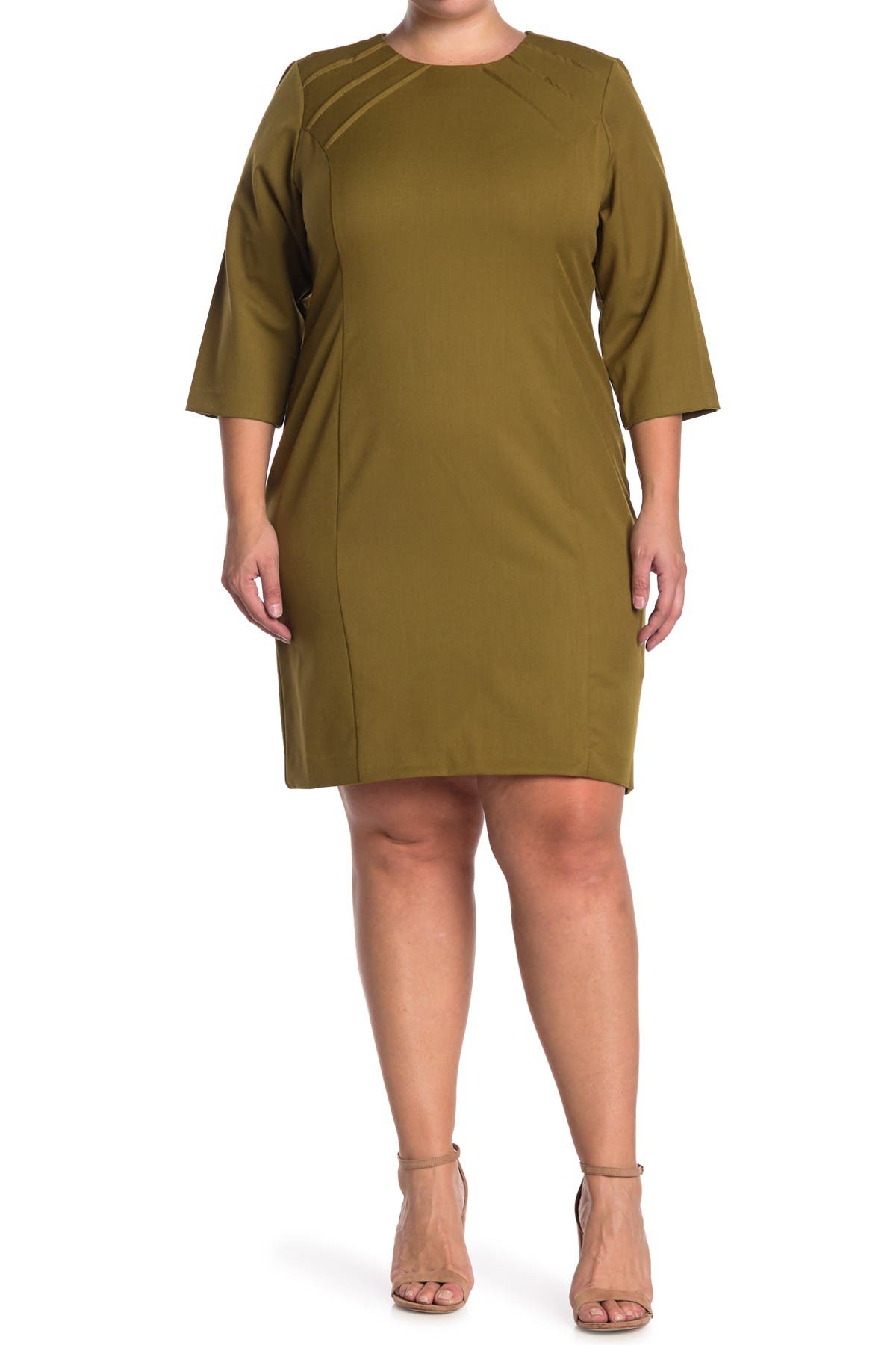 Sharagano Pintuck 3/4 Sleeve Sheath Dress | Nordstromrack