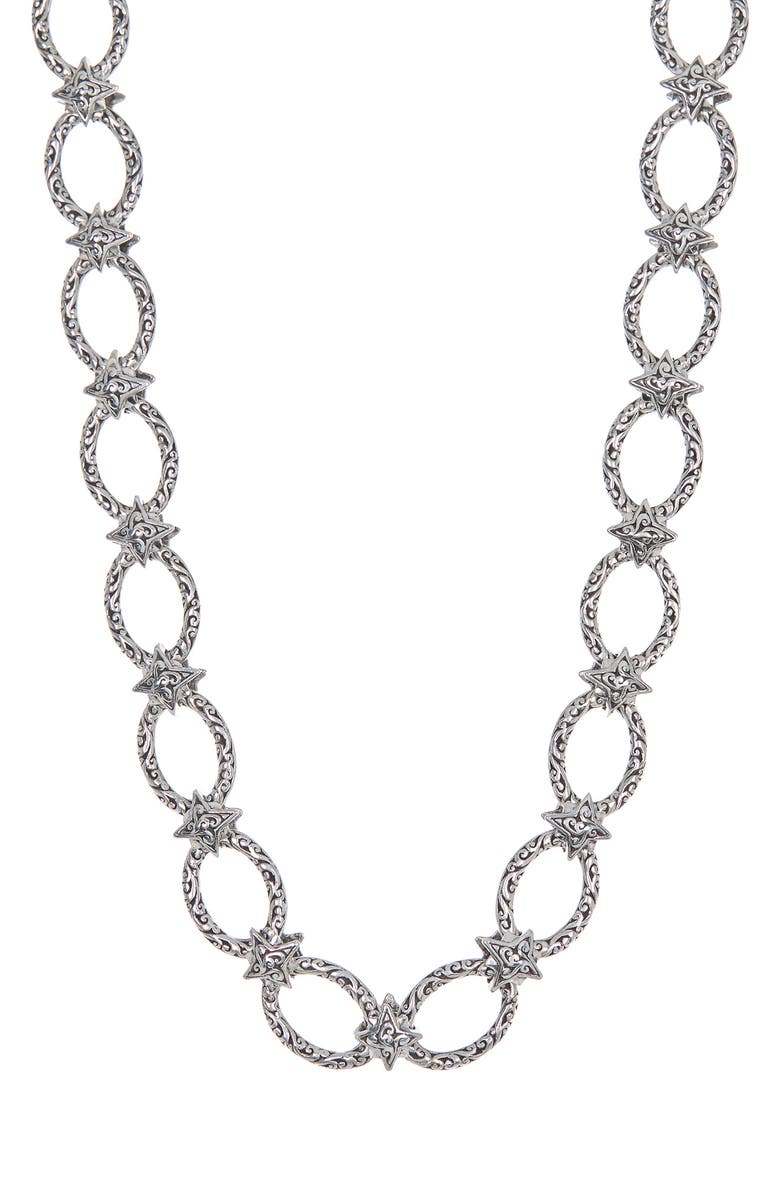 Lois Hill Sterling Silver Scroll Filigree Oval Link Star Station ...