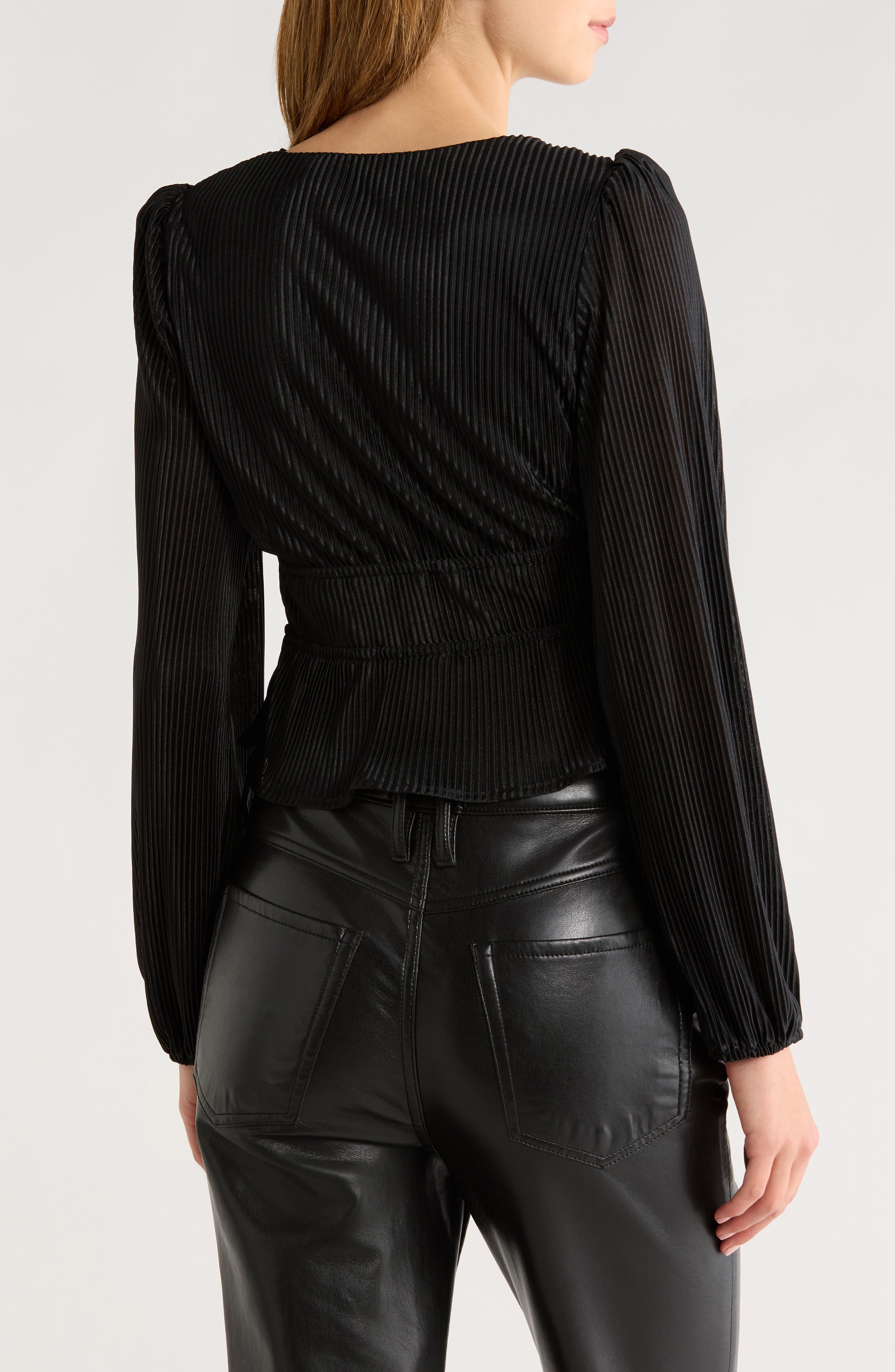 All in Favor Tie Front Satin Plissé Top | Nordstromrack