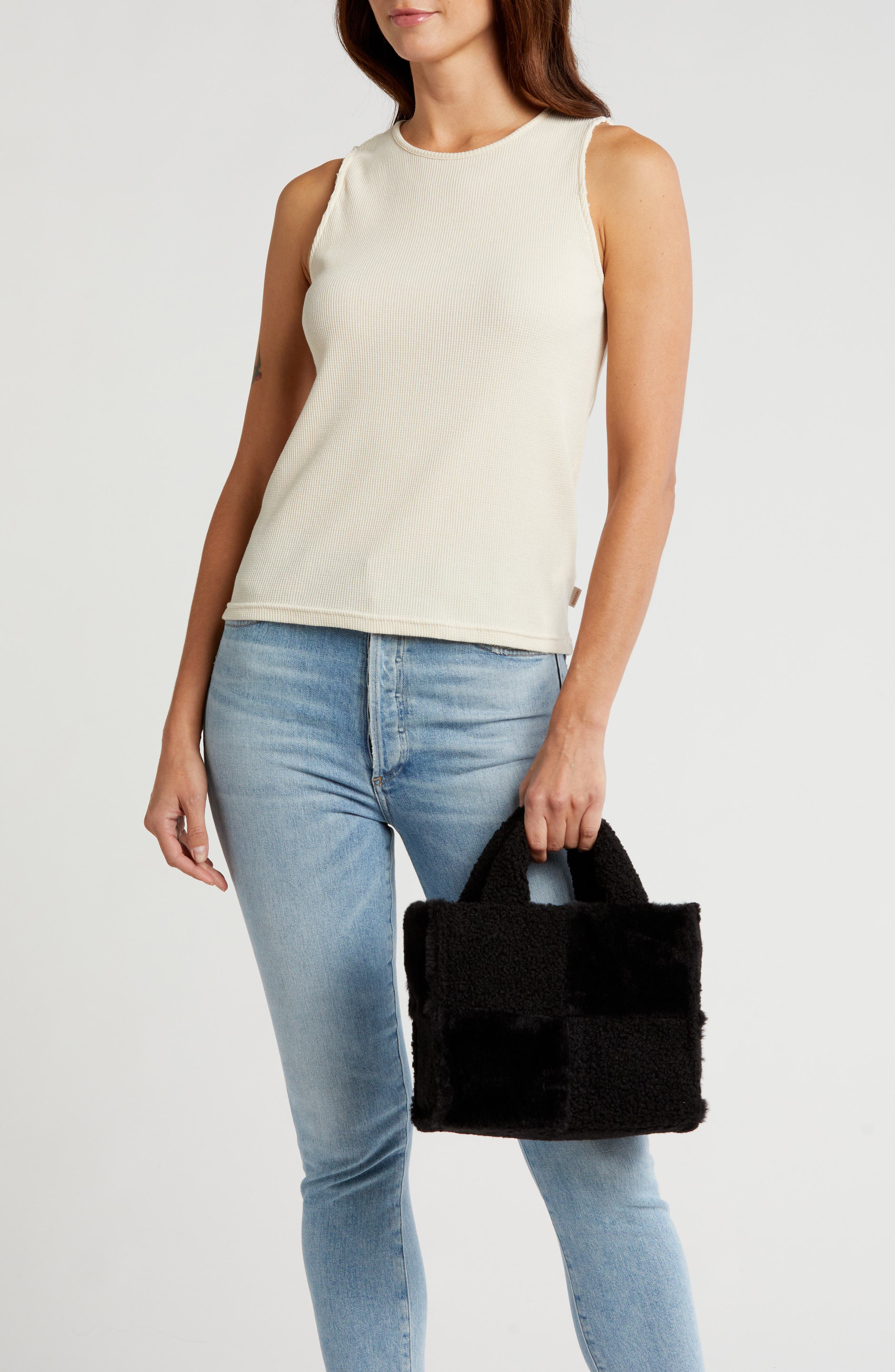 BCBG Faux Shearling Top Handle Satchel | Nordstromrack