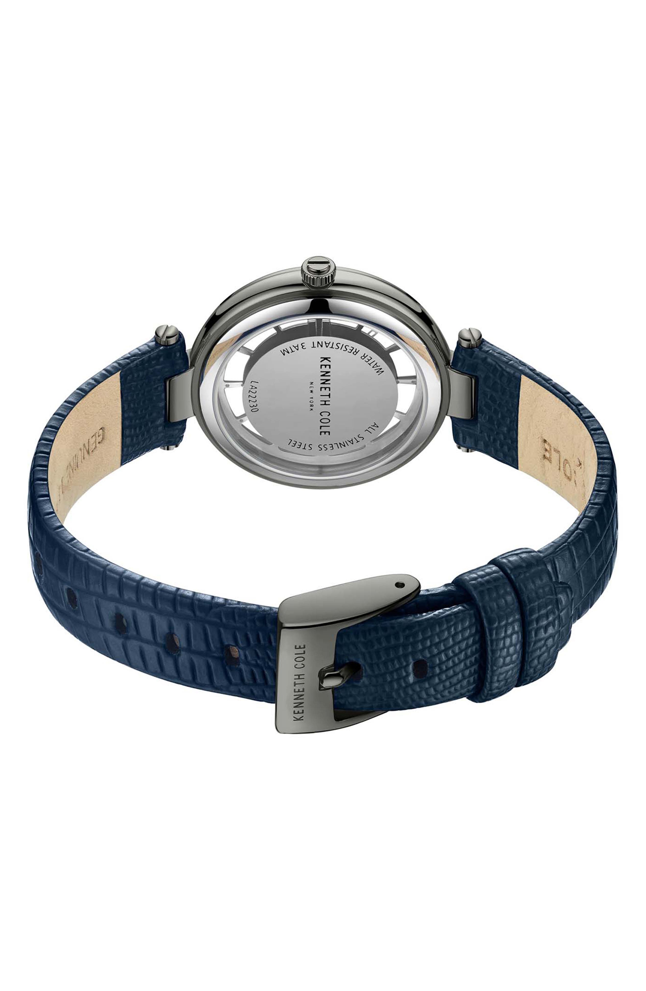 Kenneth Cole Transparency Leather Strap Watch, 34mm | Nordstromrack