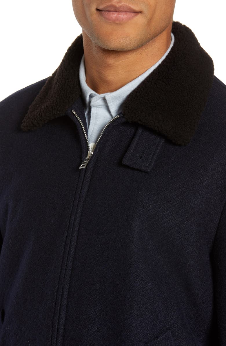 Club Monaco Trim Fit Bomber Jacket with Genuine Shearling Collar ...