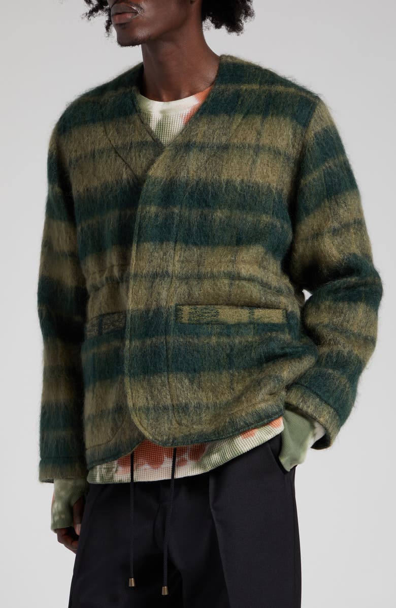 Nicholas Daley Collarless Plaid Wool & Mohair Blend Jacket | Nordstrom