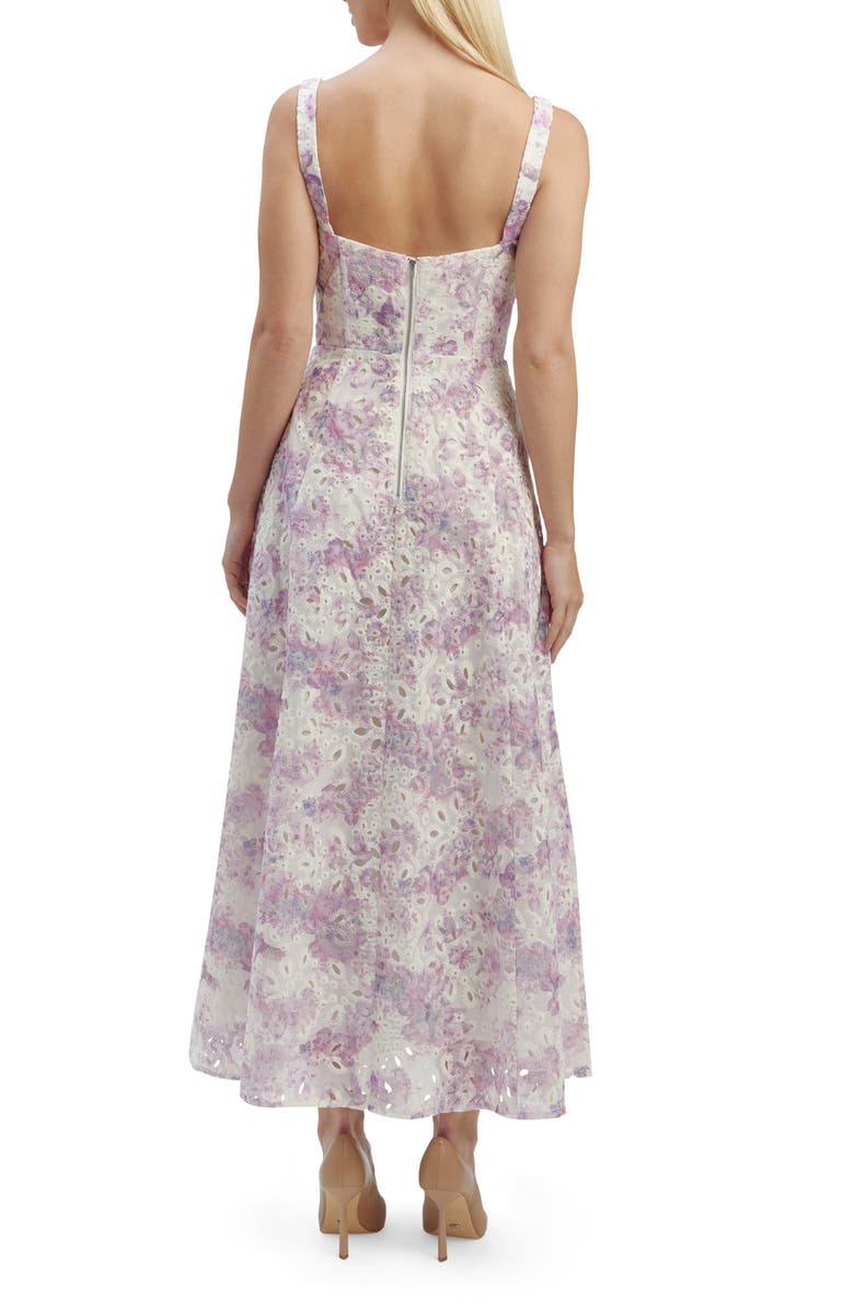 Bardot Adaline Eyelet Floral Corset Midi Dress | Nordstromrack