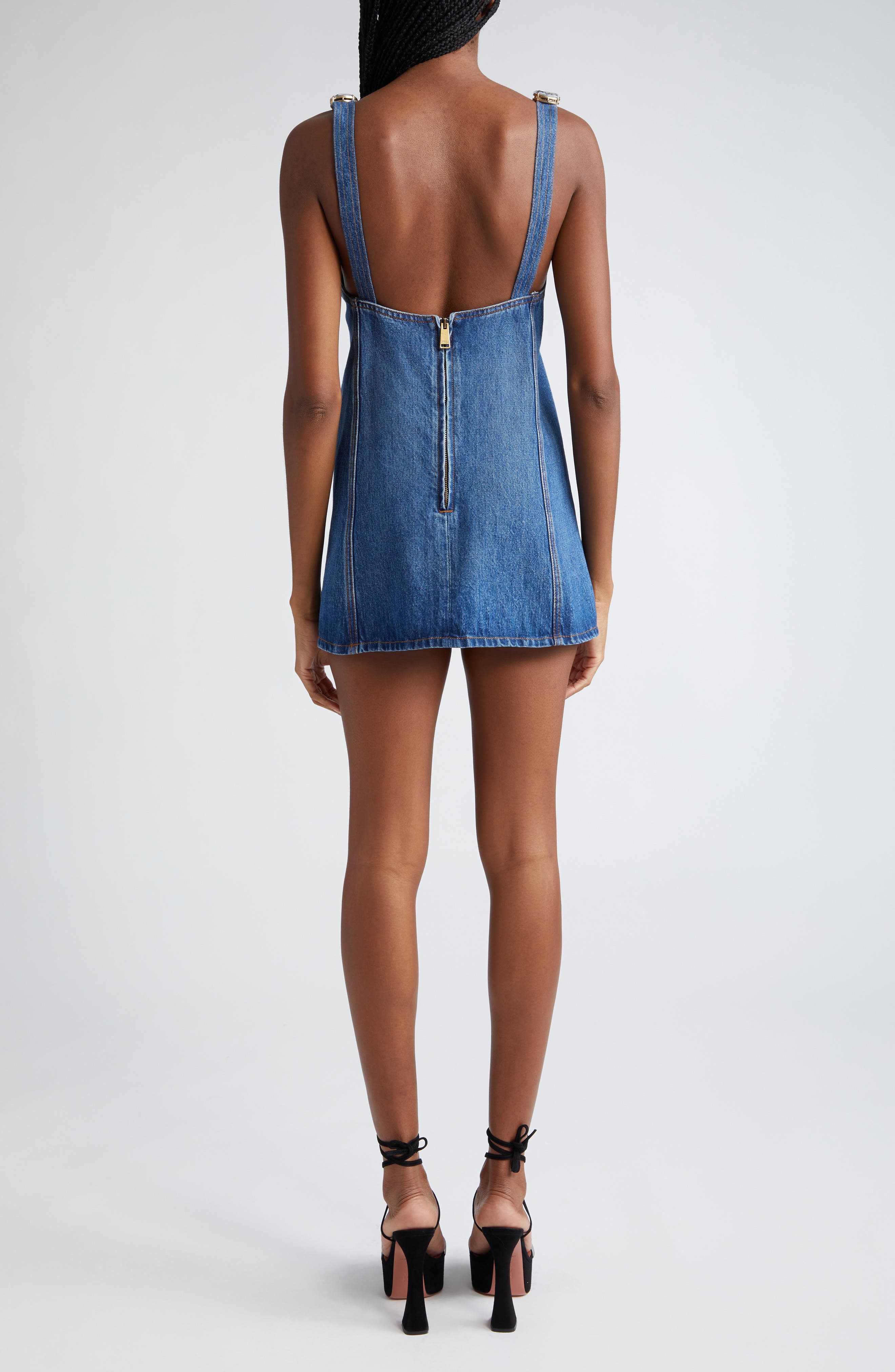 Area Jumbo Crystal Denim Minidress | Nordstrom