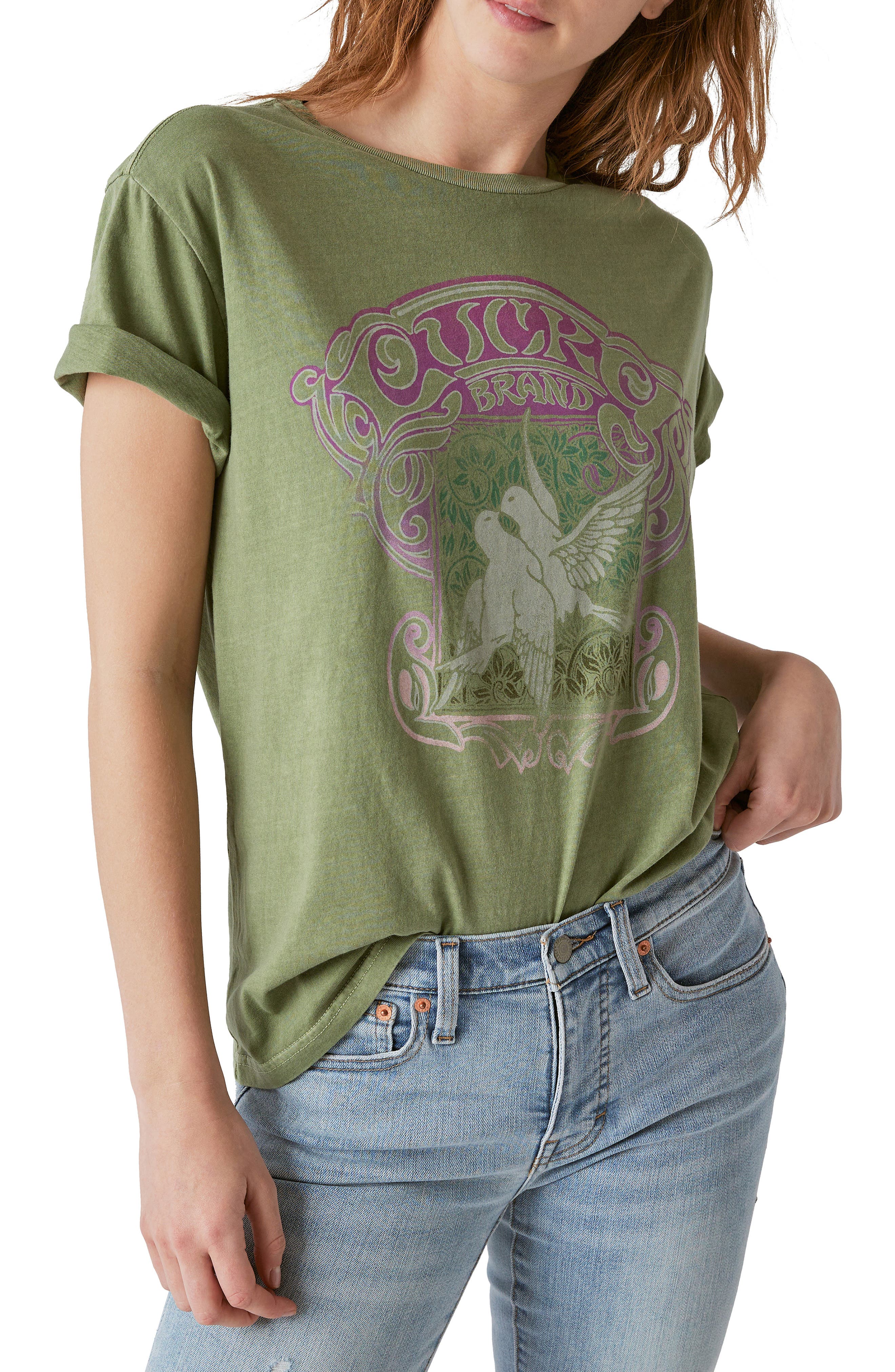 Lucky Brand Doves Logo Oversize Cotton Graphic Tee | Nordstromrack