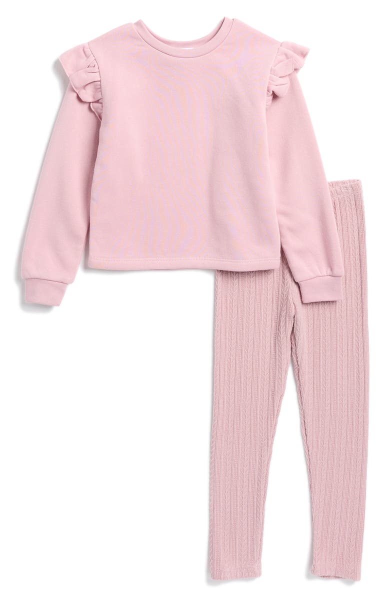 Splendid Kids' Winter Rose Ruffle Top & Ribbed Leggings Set | Nordstromrack