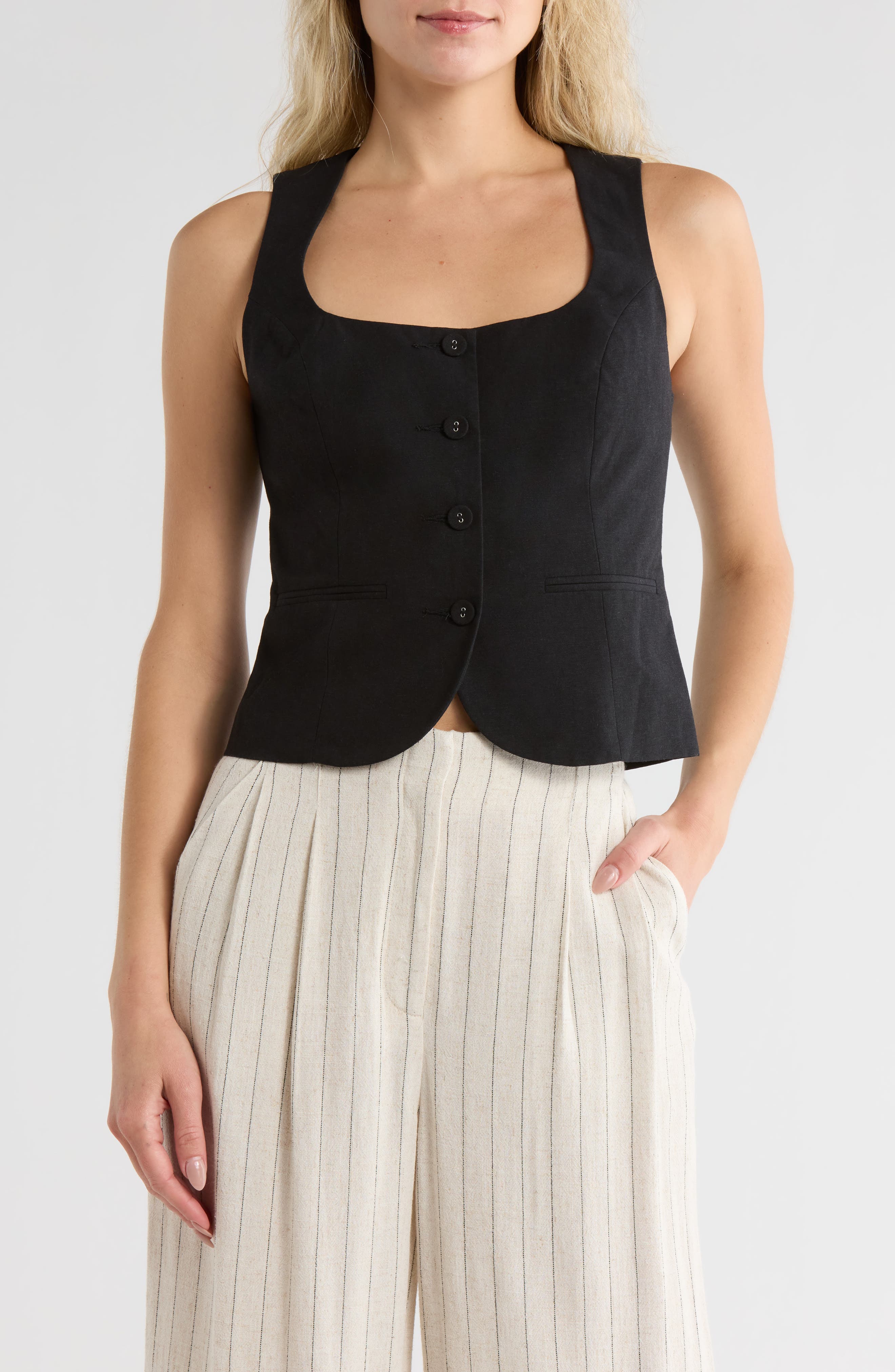 ASOS DESIGN Scoop Neck Waistcoat | Nordstromrack
