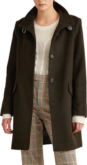 Lauren Ralph Lauren Tab Front Wool Blend Coat | Nordstrom