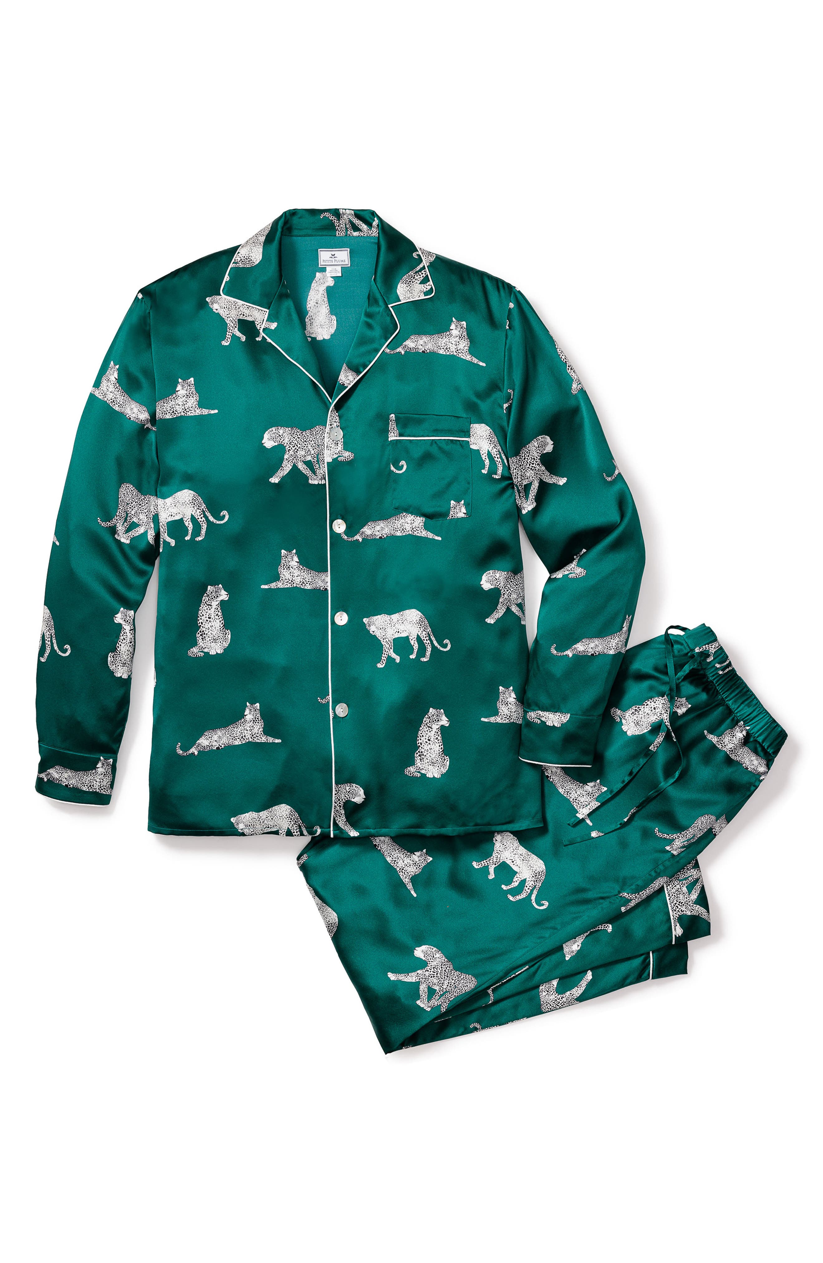 Petite Plume Panther Print Silk Pajamas | Nordstrom