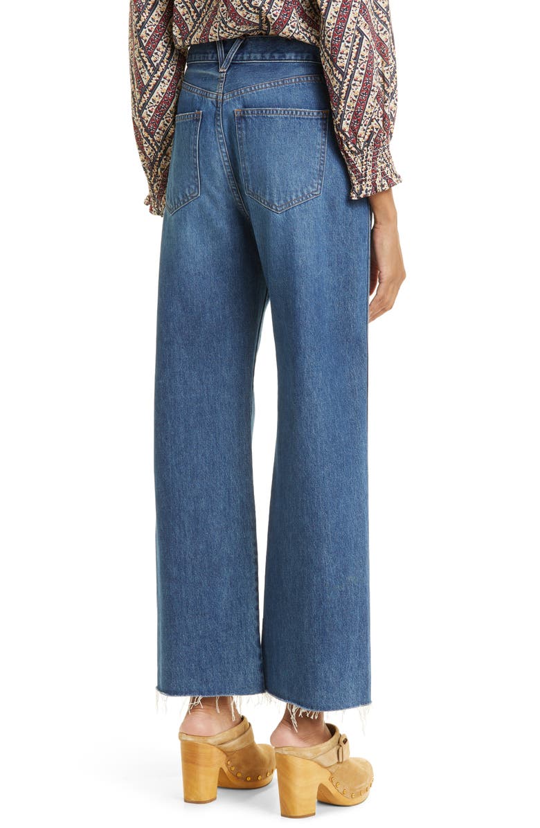 Veronica Beard Taylor Raw Hem High Waist Crop Wide Leg Jeans | Nordstrom