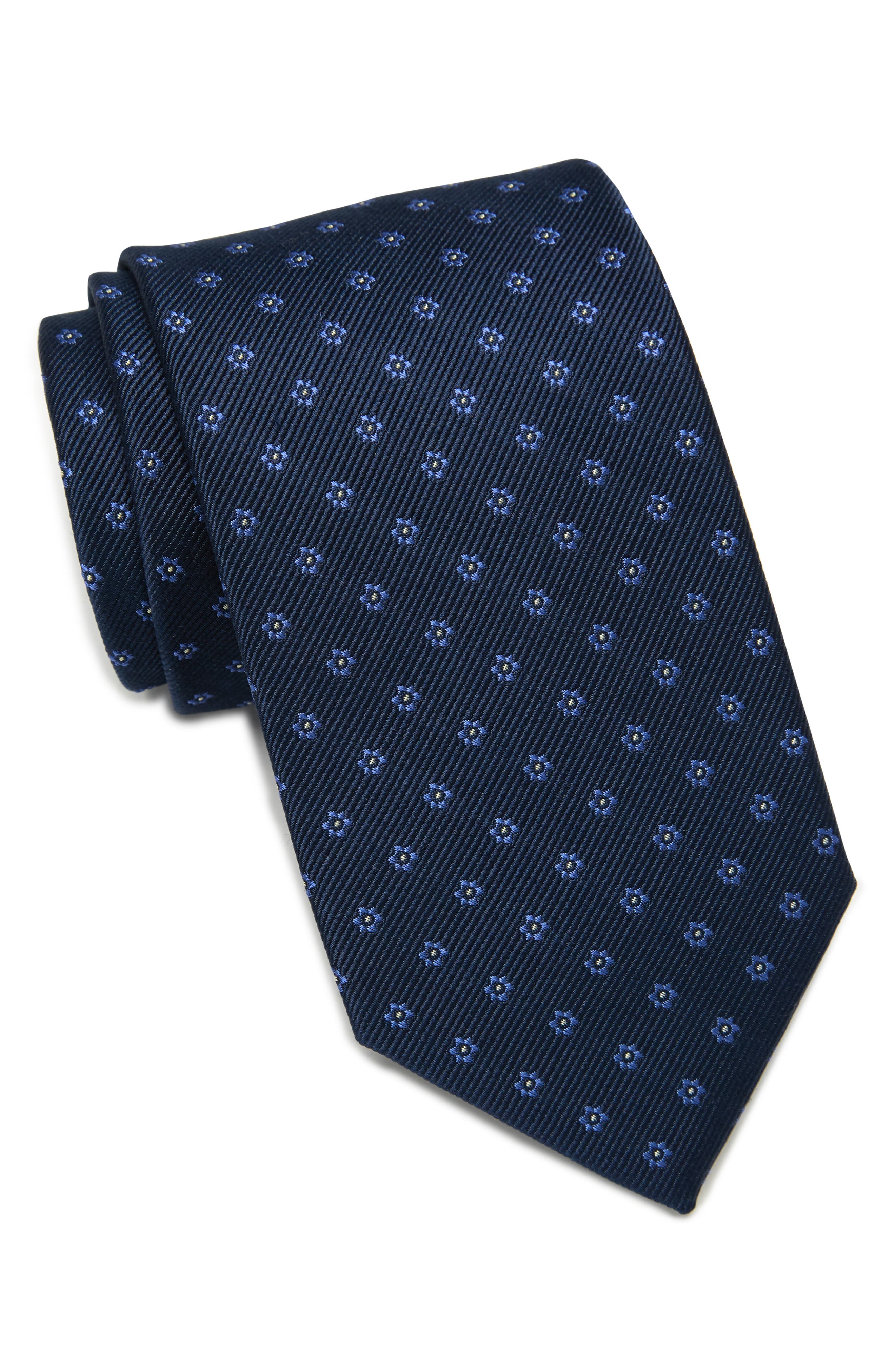ZANETTI Blue Labe Flower Pattern Silk Tie | Nordstromrack