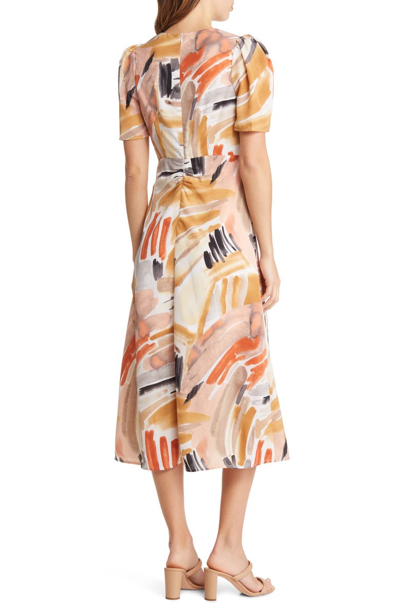 ZOE AND CLAIRE Puff Sleeve Ruched Midi Dress | Nordstromrack