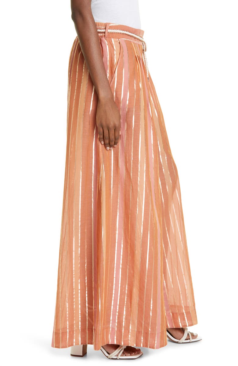 Zimmermann Devi Metallic Stripe Wide Leg Cover-Up Pants | Nordstromrack