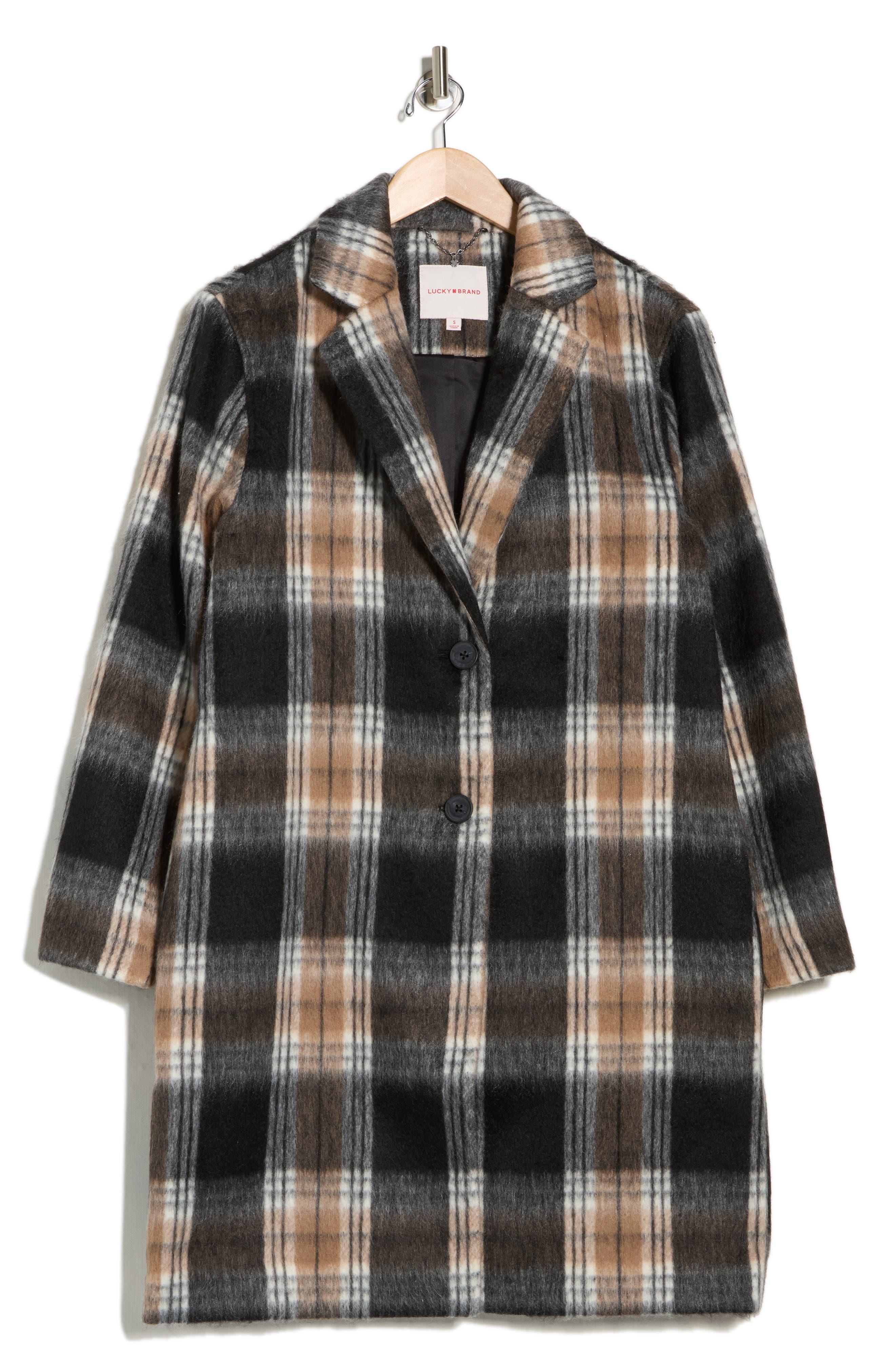Lucky Brand Plaid Single Breasted Coat | Nordstromrack