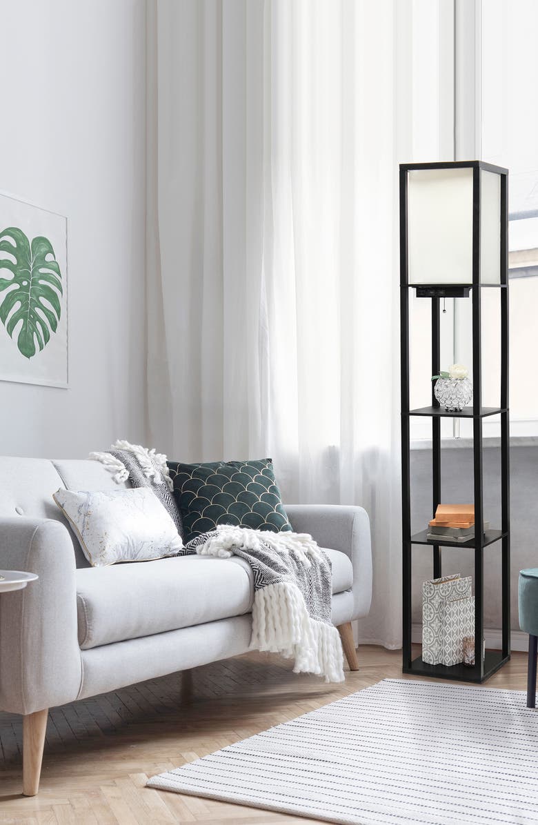 LALIA HOME Floor Lamp Etagere Organizer Storage Shelf with 2 USB ...