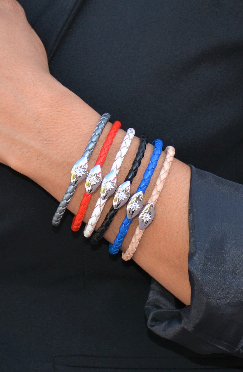 Liza Schwartz Lisa Schwartz Silver Plated CZ Evil Eye Braided Leather ...