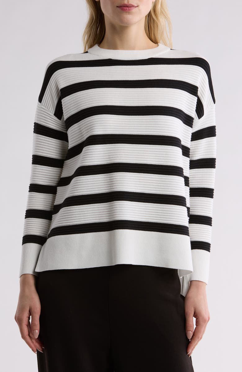 T Tahari Striped Ribbed Sweater | Nordstromrack