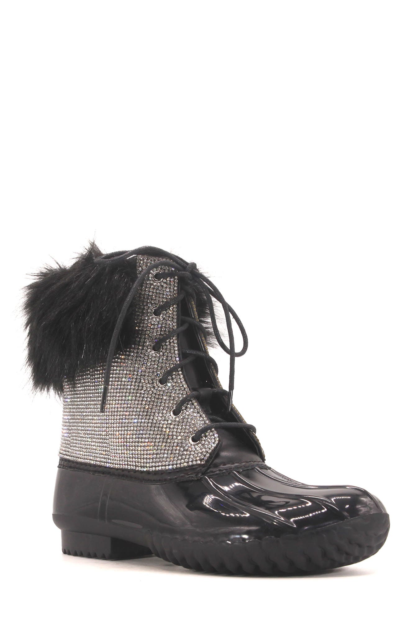 CAPE ROBBIN Diamonte Faux Fur Cuff Duck Boot (Women) | Nordstromrack