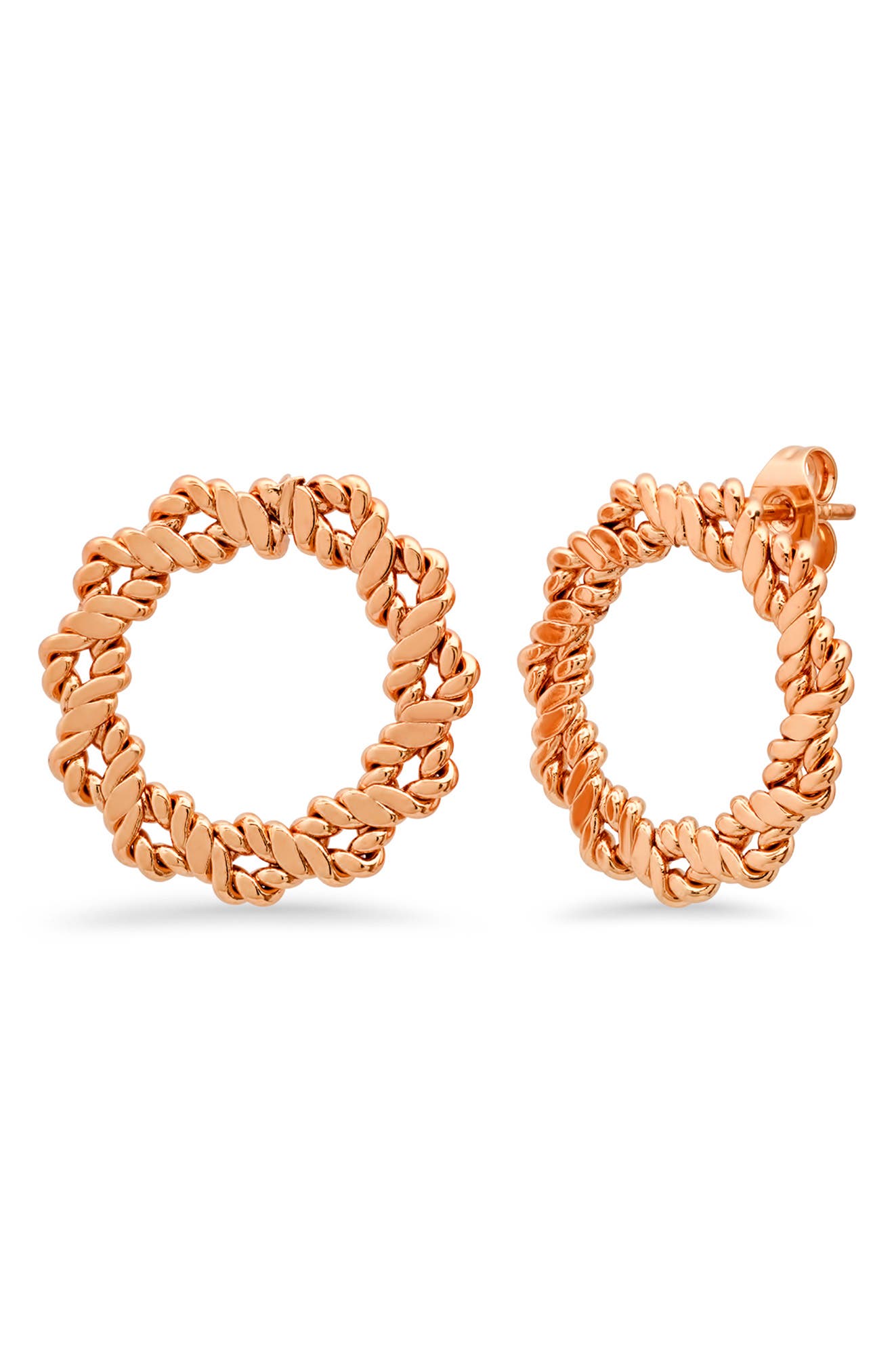 HMY JEWELRY Braided Chain 21mm Hoop Earrings | Nordstromrack