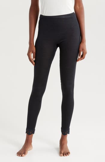 Hanro Lace Trim Rib Merino Wool & Silk Pajama Leggings | Nordstrom
