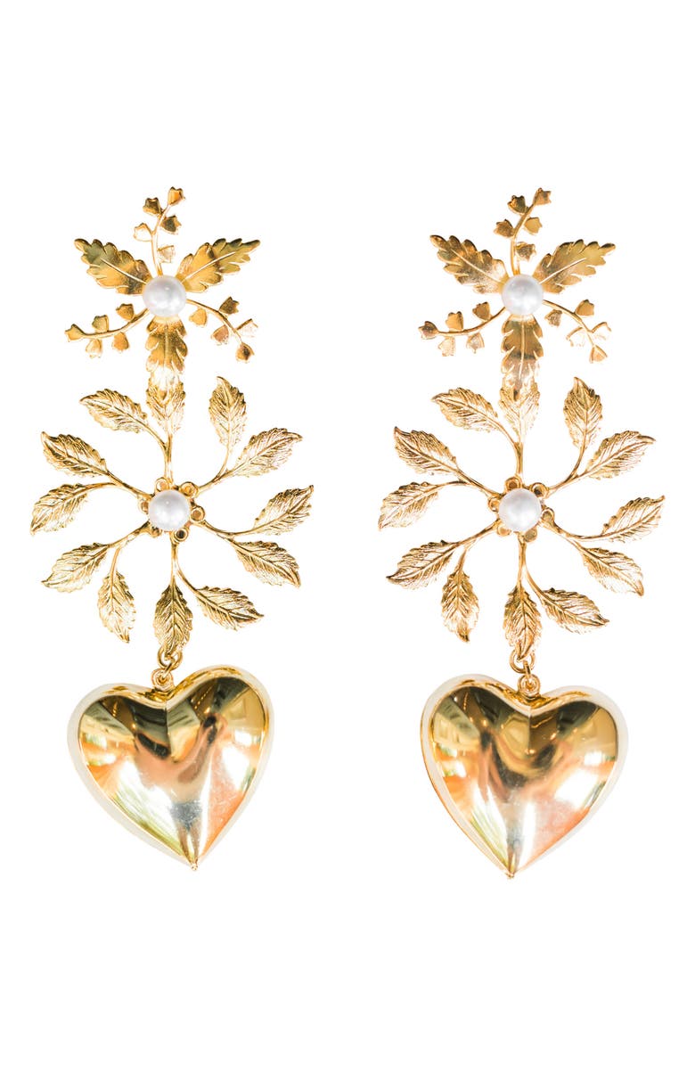 The Pink Reef Pearl Flower & Heart Drop Earrings | Nordstromrack