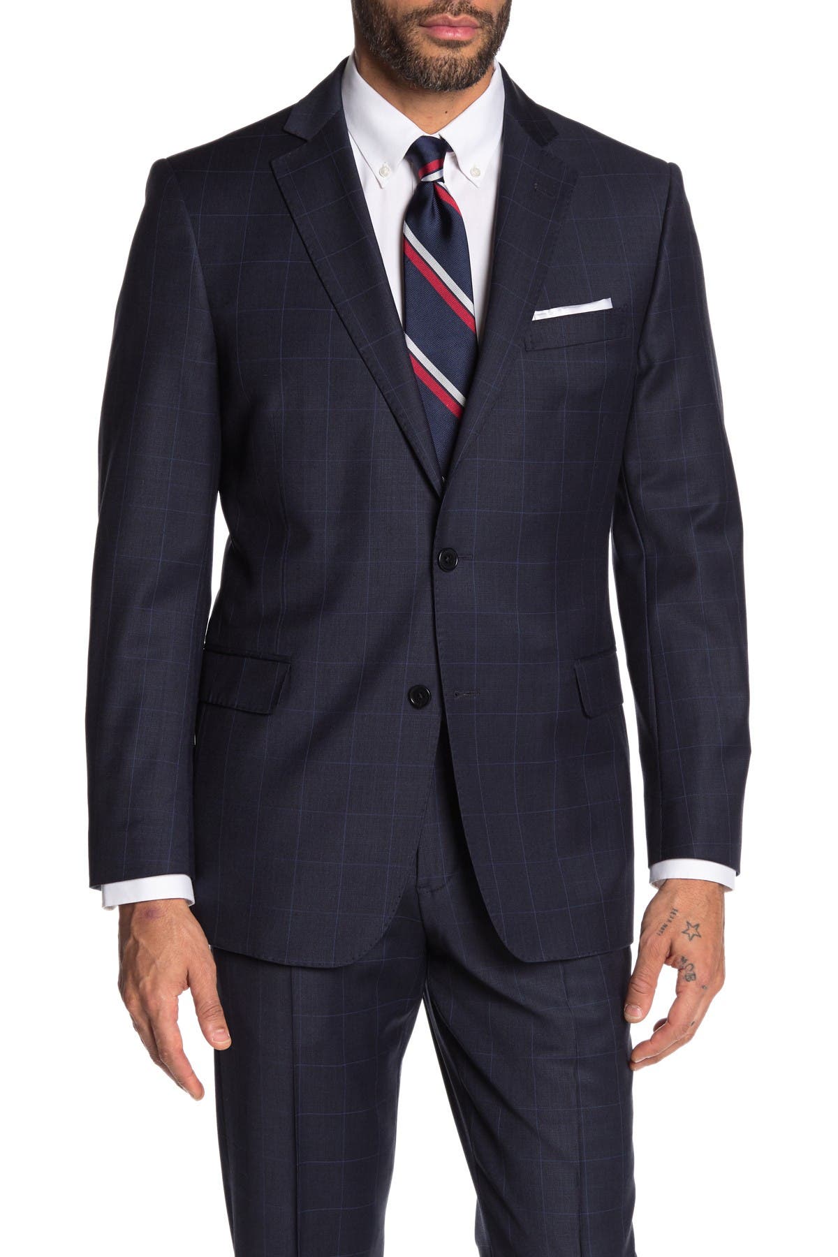 Brooks Brothers Navy Windowpane Two Button Notch Lapel Regent Fit Suit ...