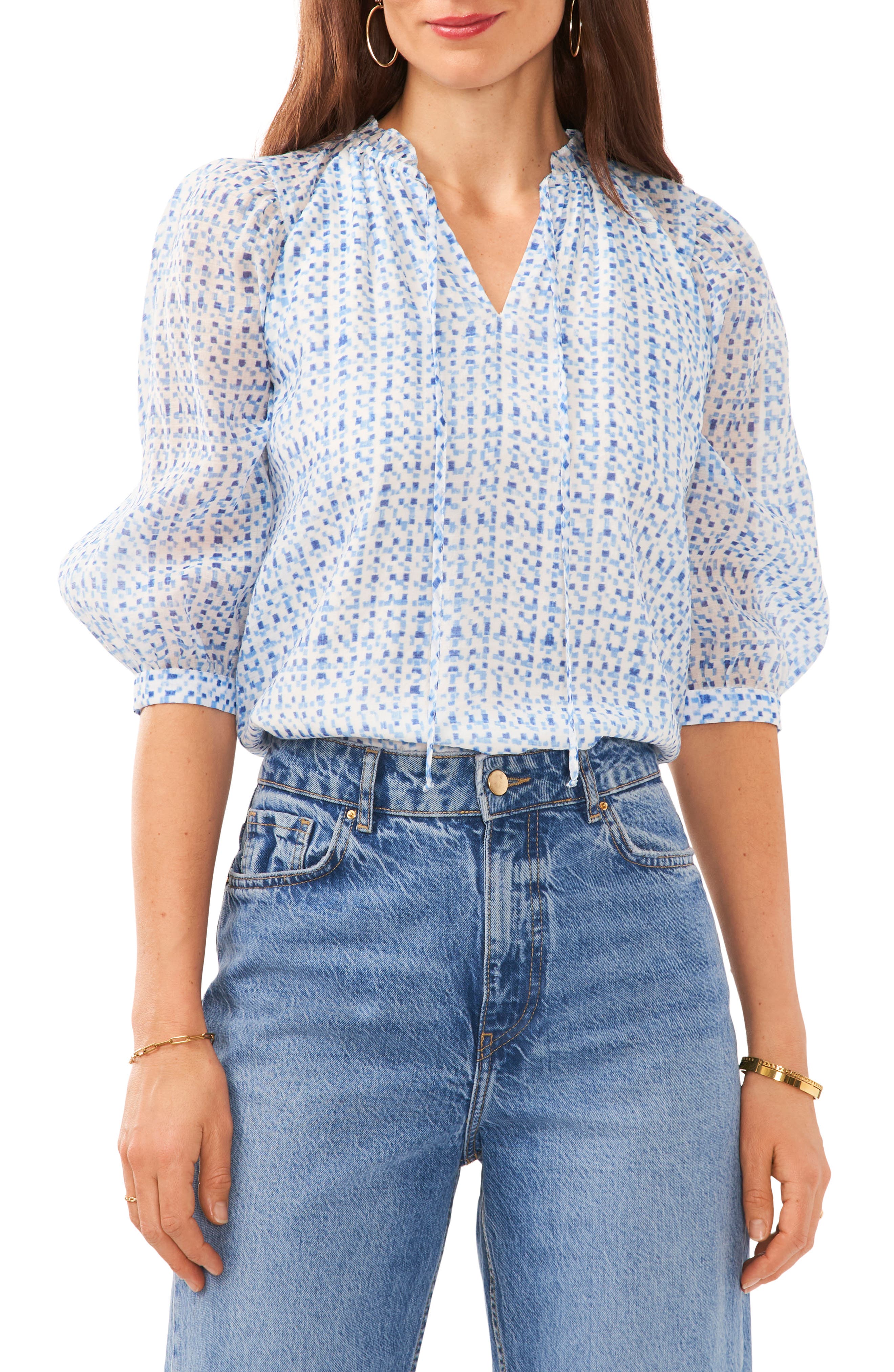 Vince Camuto Balloon Sleeve Peasant Top | Nordstromrack