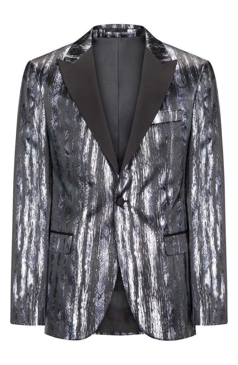 RON TOMSON Brush Stroke Wet Look Pattern Tuxedo Jacket | Nordstromrack