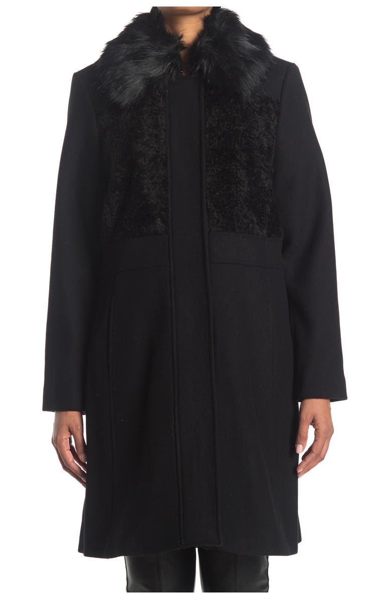 RACHEL Rachel Roy Faux Fur Trim Coat | Nordstromrack