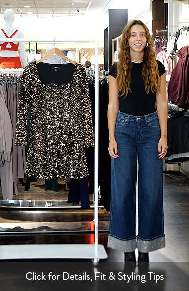 NEXT Sequin Square Neck Long Sleeve Minidress | Nordstrom