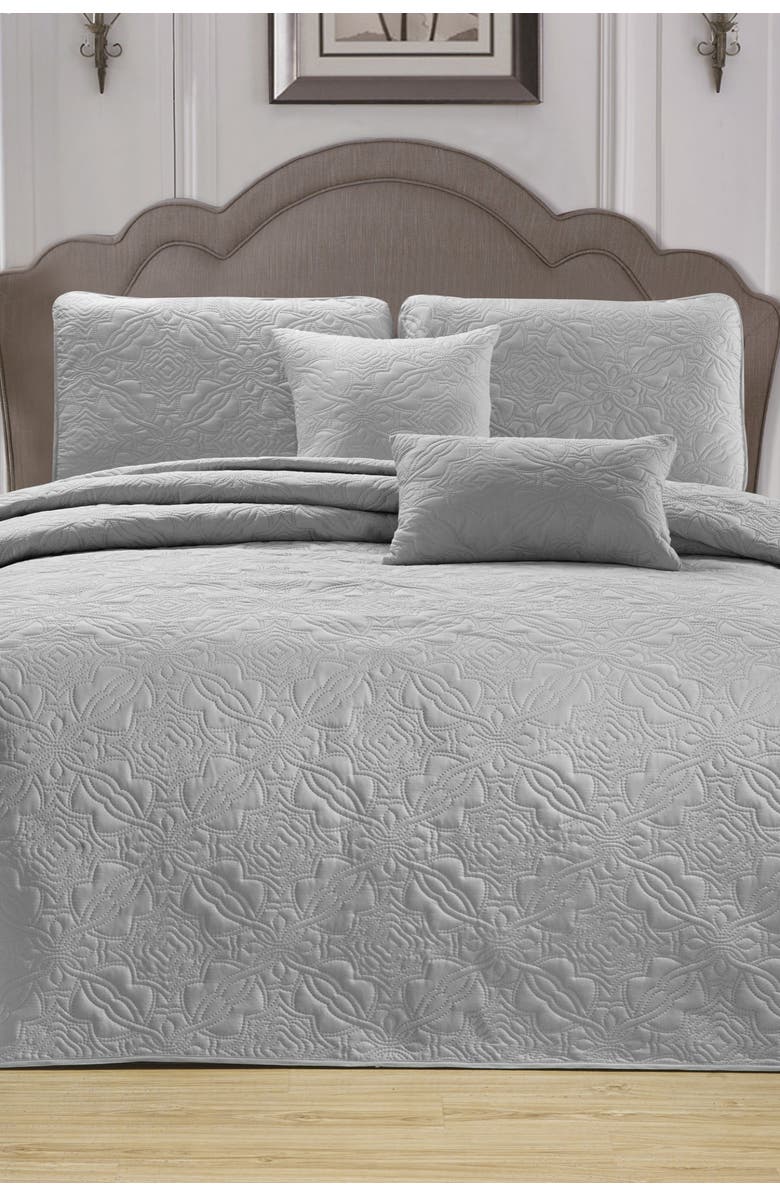 Duck River Textile Carlotta 5-Piece Queen Bedspread Set - Silver ...