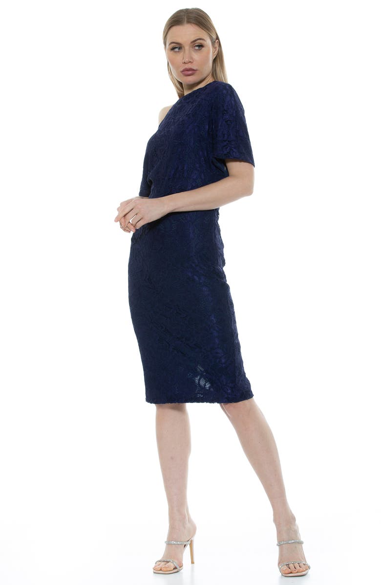 Alexia Admor Tayla Draped One-Shoulder Lace Midi Dress | Nordstromrack