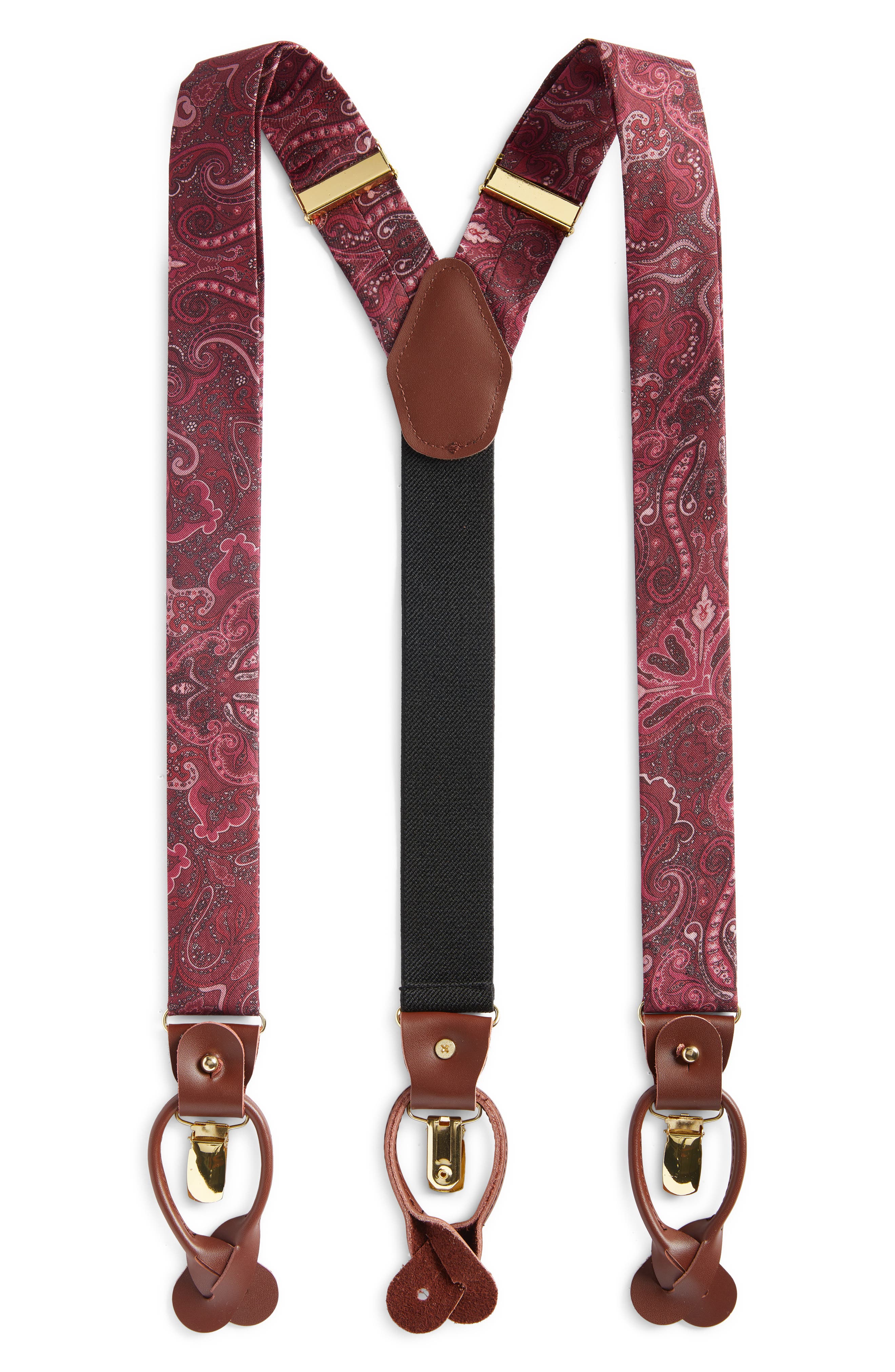 CLIFTON WILSON Burgundy Paisley Silk Suspenders | Nordstrom