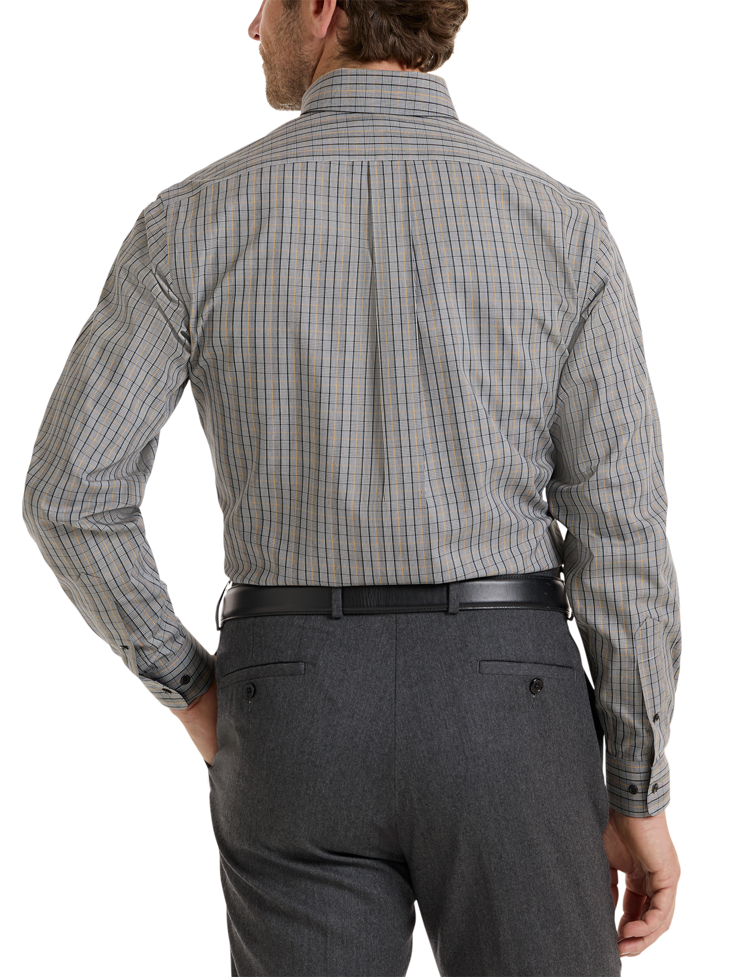 Paul Fredrick Cotton Buttondown Collar Pinpoint Tailored Contrast Trim ...