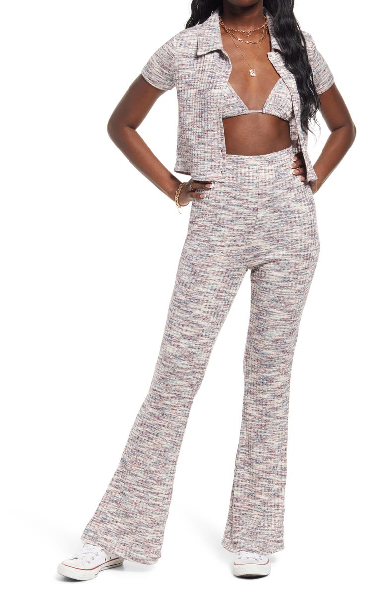 BP. Space Dye Button-Up Shirt & Bralette Set | Nordstromrack