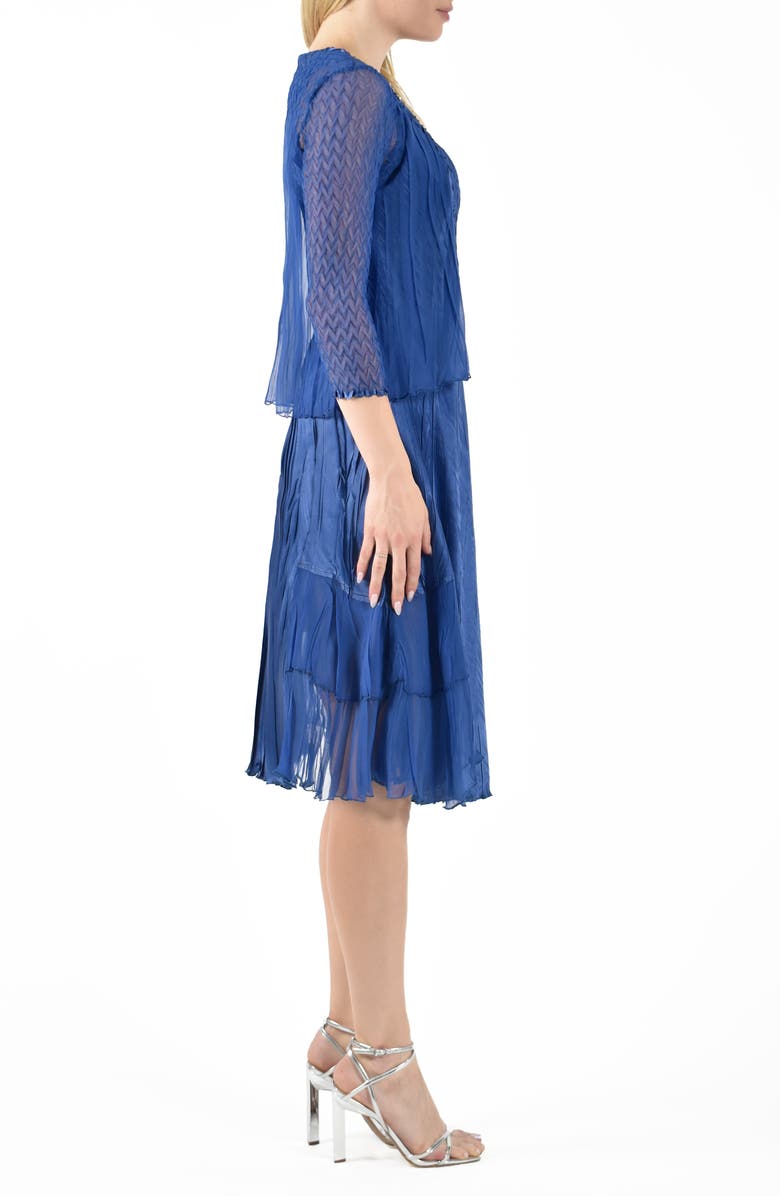 Komarov Beaded Charmeuse & Chiffon Tiered Dress with Jacket | Nordstrom
