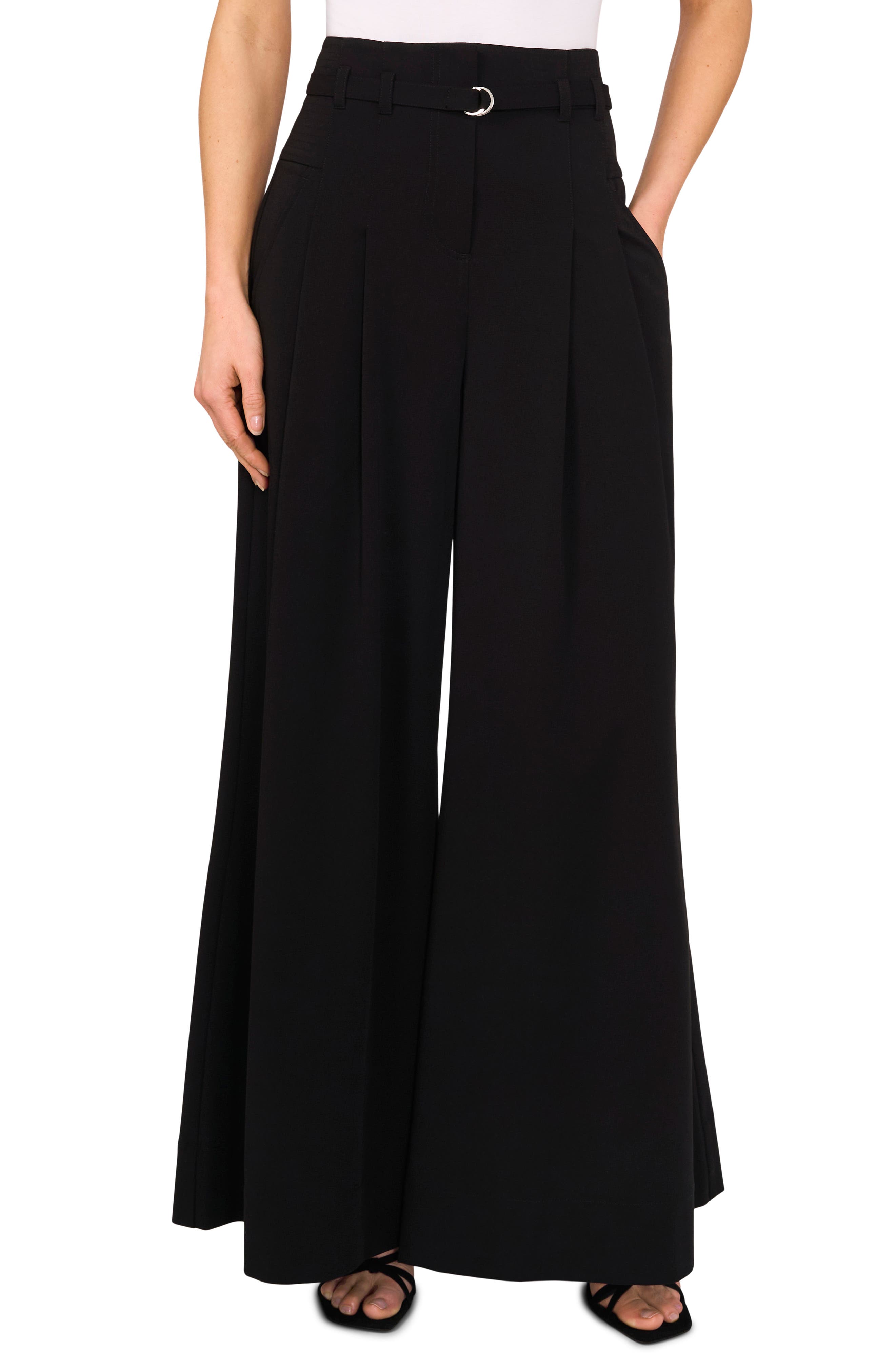 CeCe Belted High Waist Wide Leg Pants | Nordstromrack