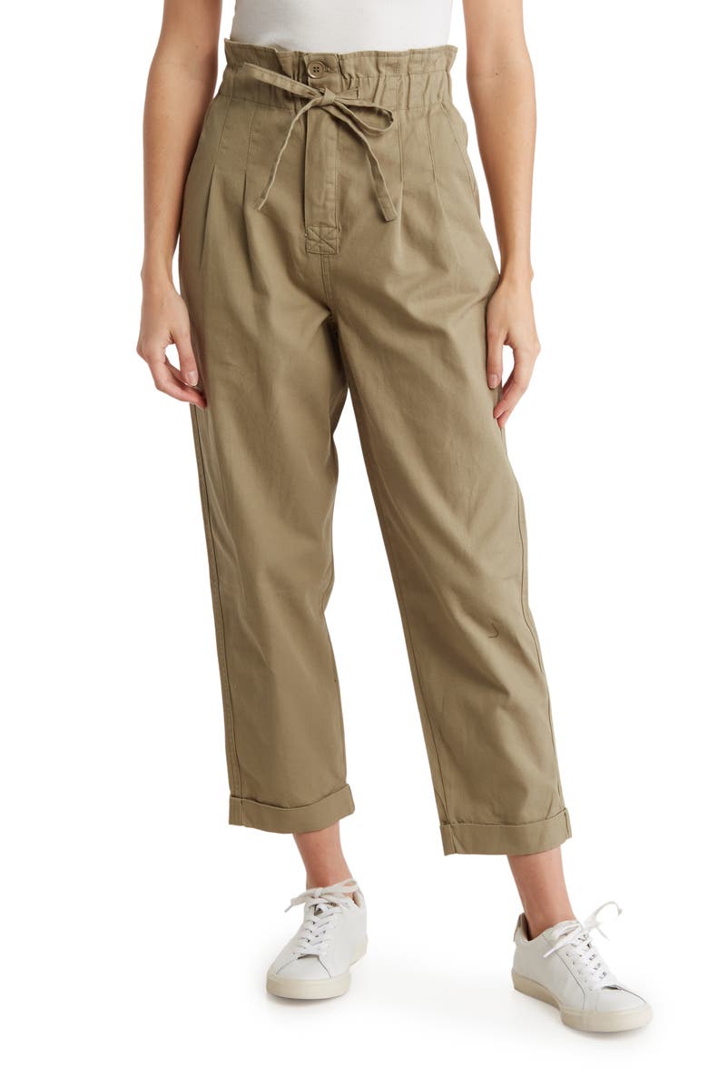 Blu Pepper Straight Leg Cotton Paperbag Pants | Nordstromrack